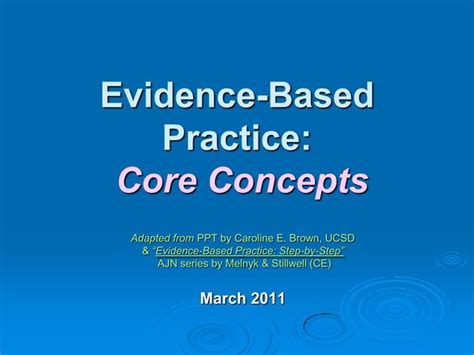 Evidence Based Practice Core Concepts Ppt