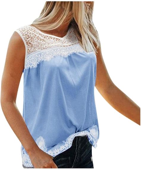 Fannyfuny Damen Tank Top Ärmellos V Ausschnitt Tank Tops Mit Spitze