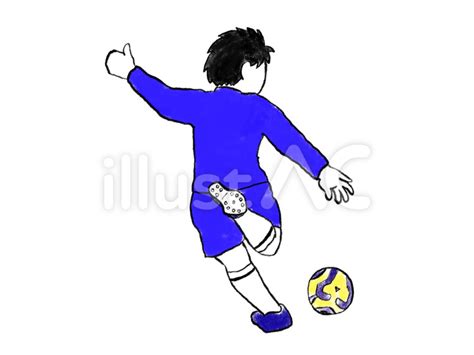 サッカー ボールを蹴るサッカー選手の後姿イラスト No 2652897／無料イラスト フリー素材なら「イラストac」
