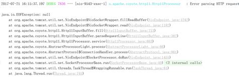 java spring boot embedded tomcat logs debug level eofexception