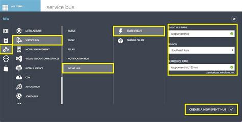how to create azure event hubs