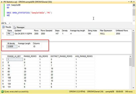how to interpret sql server dbcc show statistics output