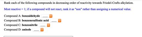 Solved Rank Each Of The Following Compounds In Decreasing Order Of