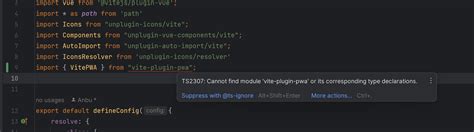 ts2307 cannot find module vite plugin pwa or its corresponding type