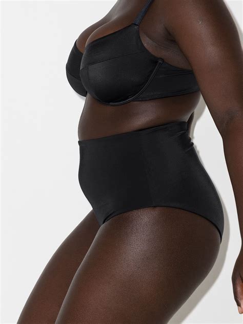 Form And Fold The Rise High Waist Bikini Bottoms In Black Modesens
