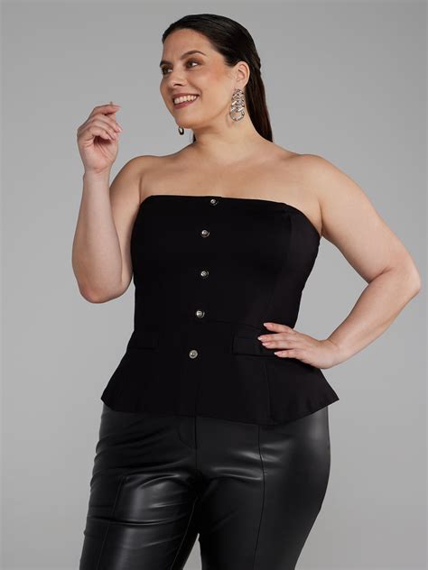 Plus Size Strapless Peplum Top Fashion To Figure