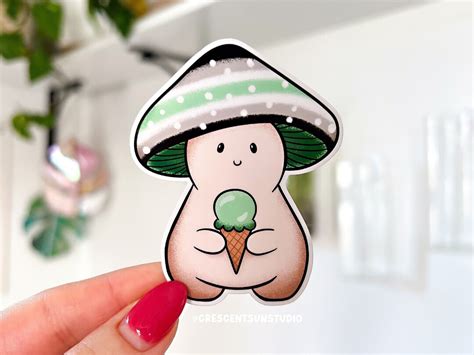 Agender Pride Mushroom Sticker Lgbtq Subtle Pride Flag Art Decal Cute