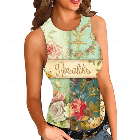 Satın Alın Womens Summer Sleeveless Crewneck Top New Fashion Print