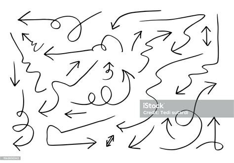 白い背景に手描きのベクター画像矢印セット Guiのベクターアート素材や画像を多数ご用意 Gui いたずら書き アイコン Istock