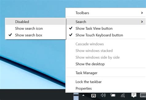 remove search bar from taskbar on windows 10