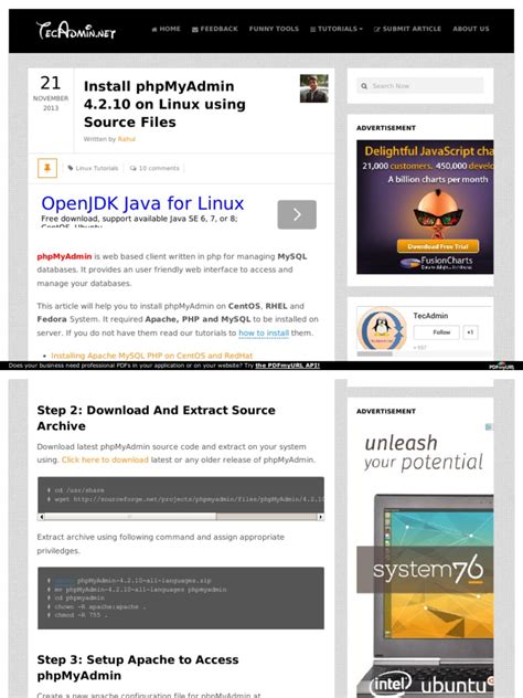 tecadmin net setup phpmyadmin on linux using source apache