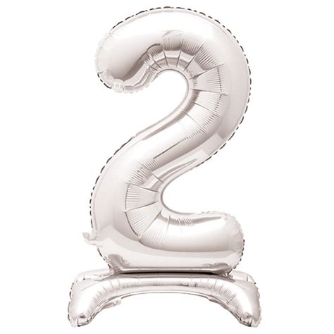 Silver Number 2 Shaped Air Fill Standing Foil Balloon 76cm 30 In