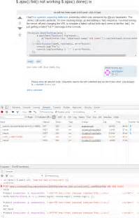 jquery ajax fail not working ajax done is stack overflow