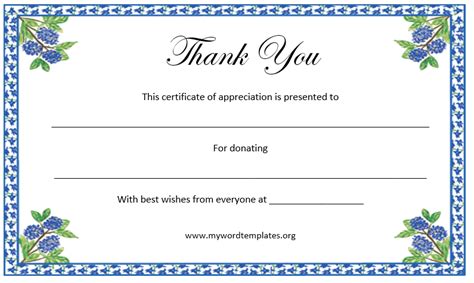 Thank You Certificate Template My Word Templates