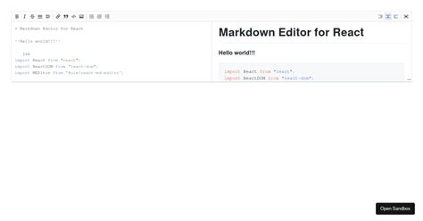markdown editor for react rendertextarea codesandbox