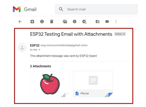 esp32 send emails plain text html attachments through