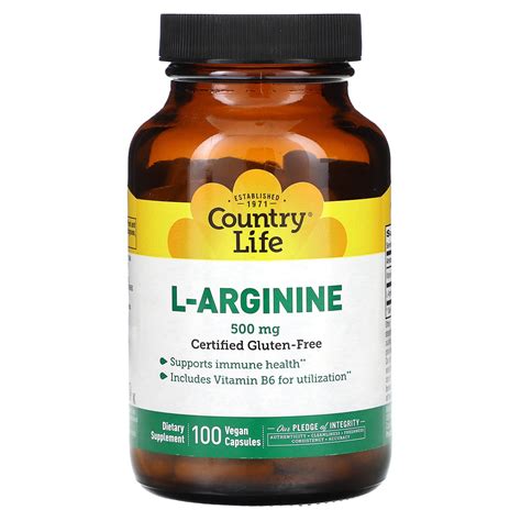 Country Life L Arginine 500 Mg 100 Vegan Capsules