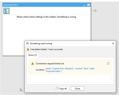 database connection request timed out support easymorph community
