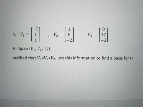 solved 21 0 2 3 he span h ½ verified that v3 v1 v2