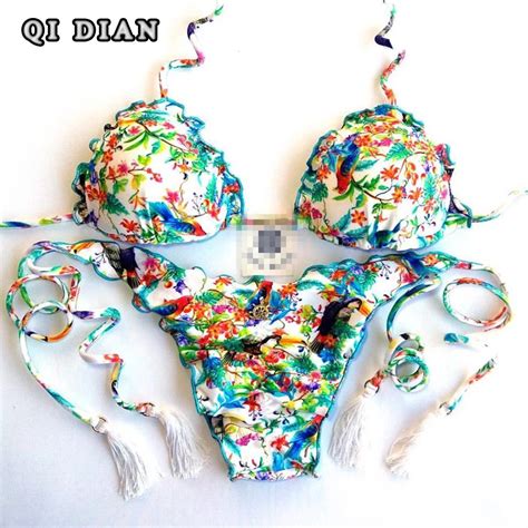 Qi Dian Hot Sexy Cross Brazilian Bikinis Women Swimwear Beach Bathing
