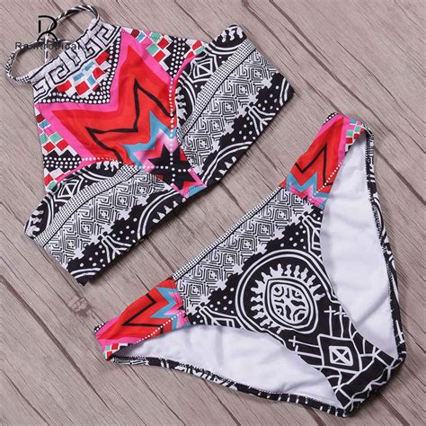 Raintropical Sexy High Neck Bikini Swimwear Women Swimsuit 2019 New