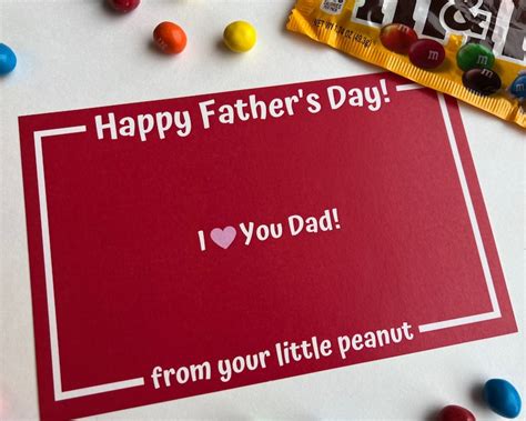 Mandm Fathers Day Treat Card Printable Red Instant Etsy