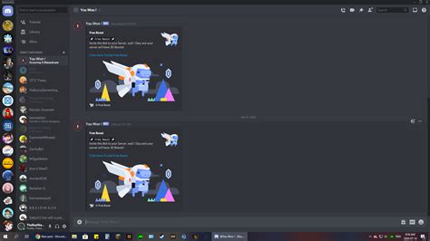 you won bot dm d me about free boosts discord