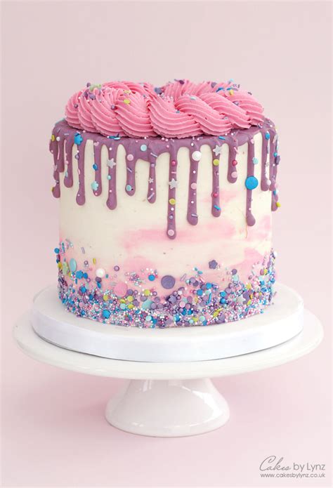 Coloured Sprinkle Drip Cake With Buttercream Swirls Tutorial Cakes By