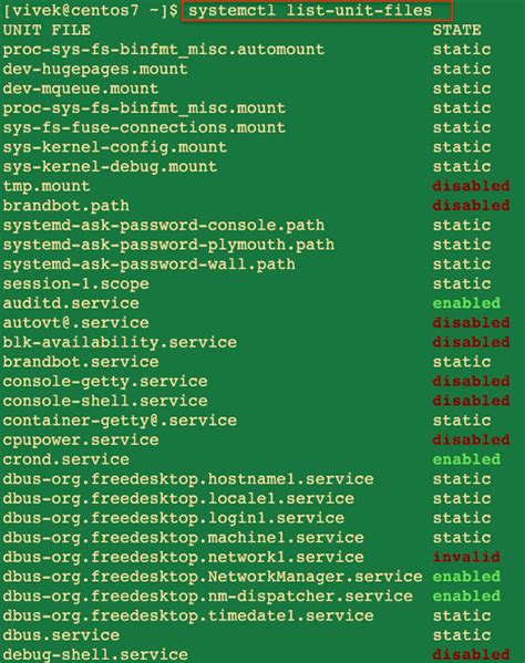 red hat centos check and list running services linux command nixcraft