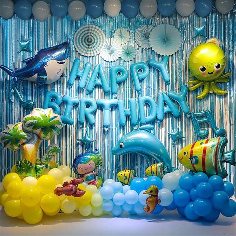 Ocean Theme Party Decoration Set Shark Birthday Party Backdrop