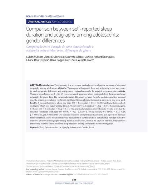 pdf comparison between self reported sleep duration and