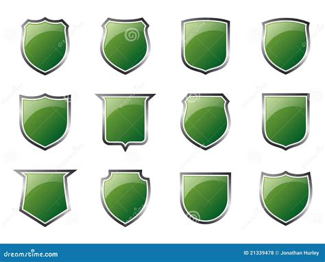 Glossy Green Shields Stock Vector Illustration Of Collateral 21339478
