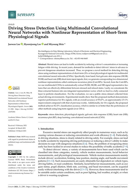 Pdf Driving Stress Detection Using Multimodal Convolutional Neural