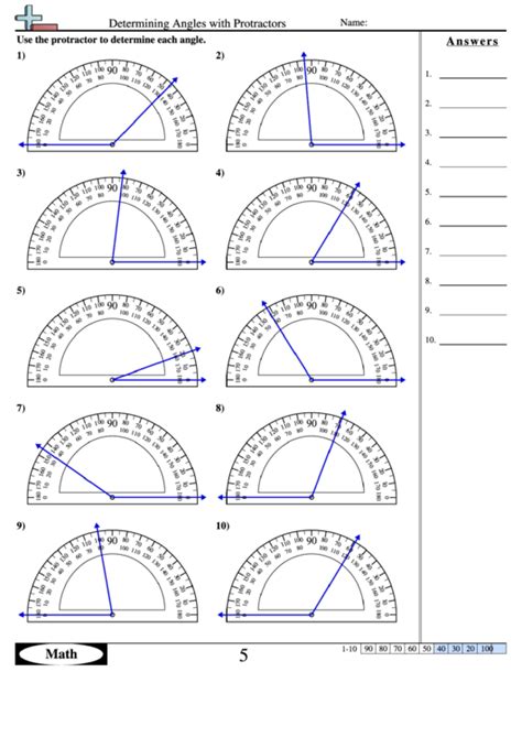 Determining Angles With Protractors Worksheets