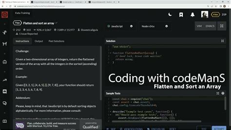 codewars 7 kyu flatten and sort an array javascript youtube