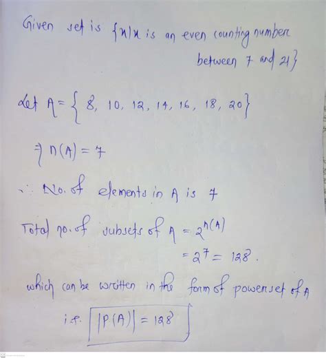 [solved] Find The Number Of Sets Of The Given Sets {x X Is An Even