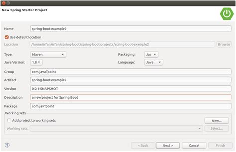 spring starter project wizard javatpoint