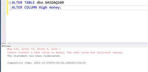sql server i can t convert a char value to money the char value has