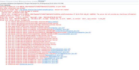 java lenium sessionnotcreatedexception session not