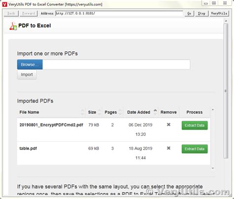 use veryutils pdf to excel converter to convert pdf to excel xls and