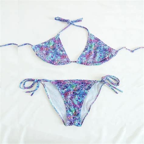 Blue Maple Flower Style Bikini Summer Bathing Suit Brazilian Sexy