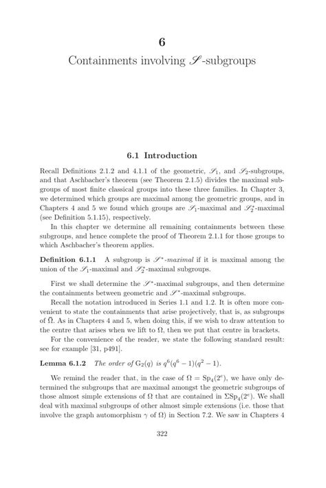 containments involving j subgroups chapter 6 the maximal subgroups