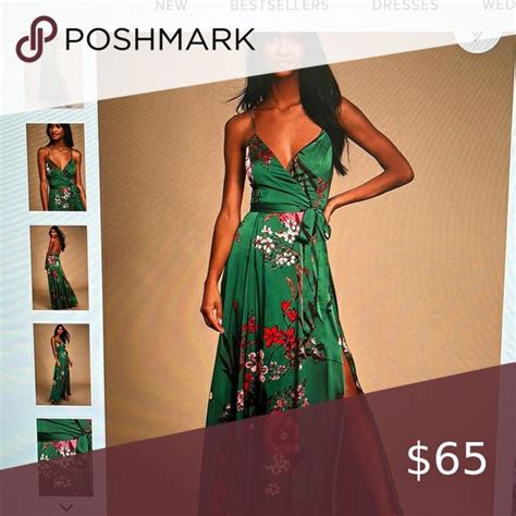 Still The One Emerald Green Floral Print Satin Maxi Dress From Lulus