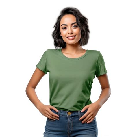 Premium Ai Image A Woman Wearing A Green T Shirt With The Word Love