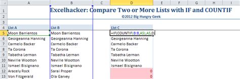 excel countif two columns match compare two or more lists in excel
