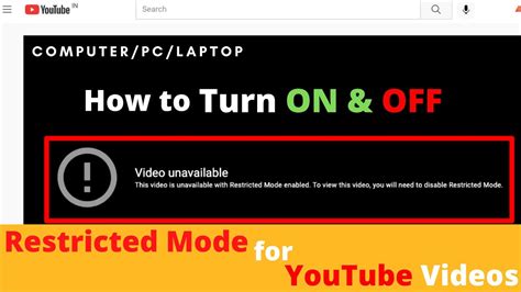 How To Turn On Off Restricted Mode In Youtube Youtube