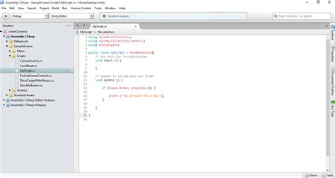 keyboard input using c in unity