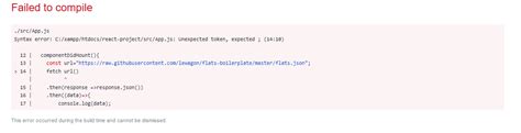 reactjs unexpected token in react while using fetch
