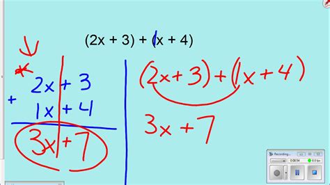 adding linear expressions worksheet