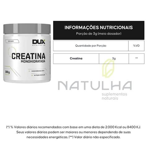 Creatina Monohidratada 300g Dux Nutrition Natulha
